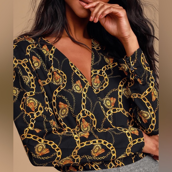 Zara | Tops | Zara Chain Design Bodysuit Long Sleeve Leotard Onesie V ...
